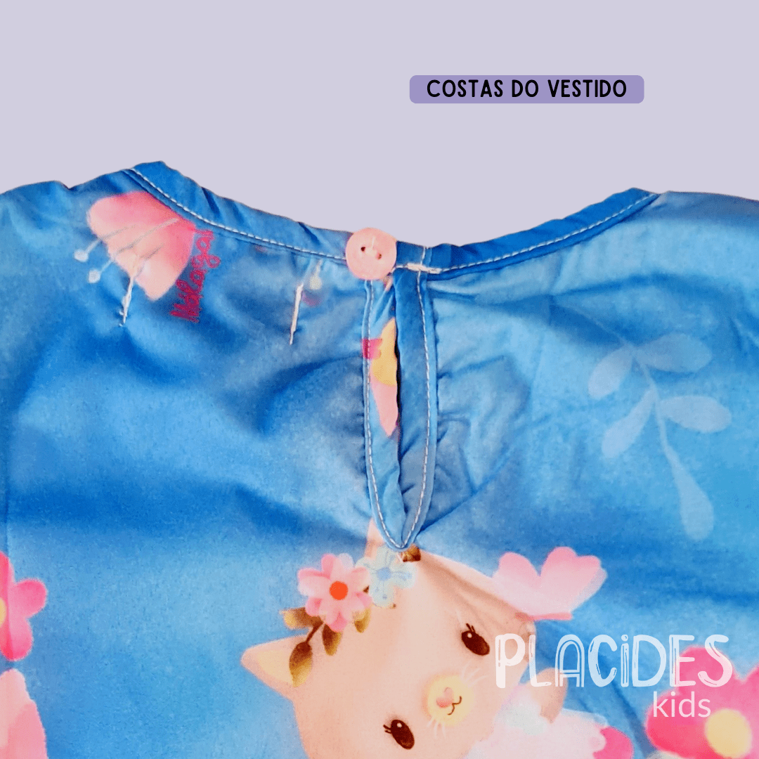 VESTIDO INFANTIL MALAGAH INVERNO MANGA LONGA AZUL HAVE FUN - Placides Kids